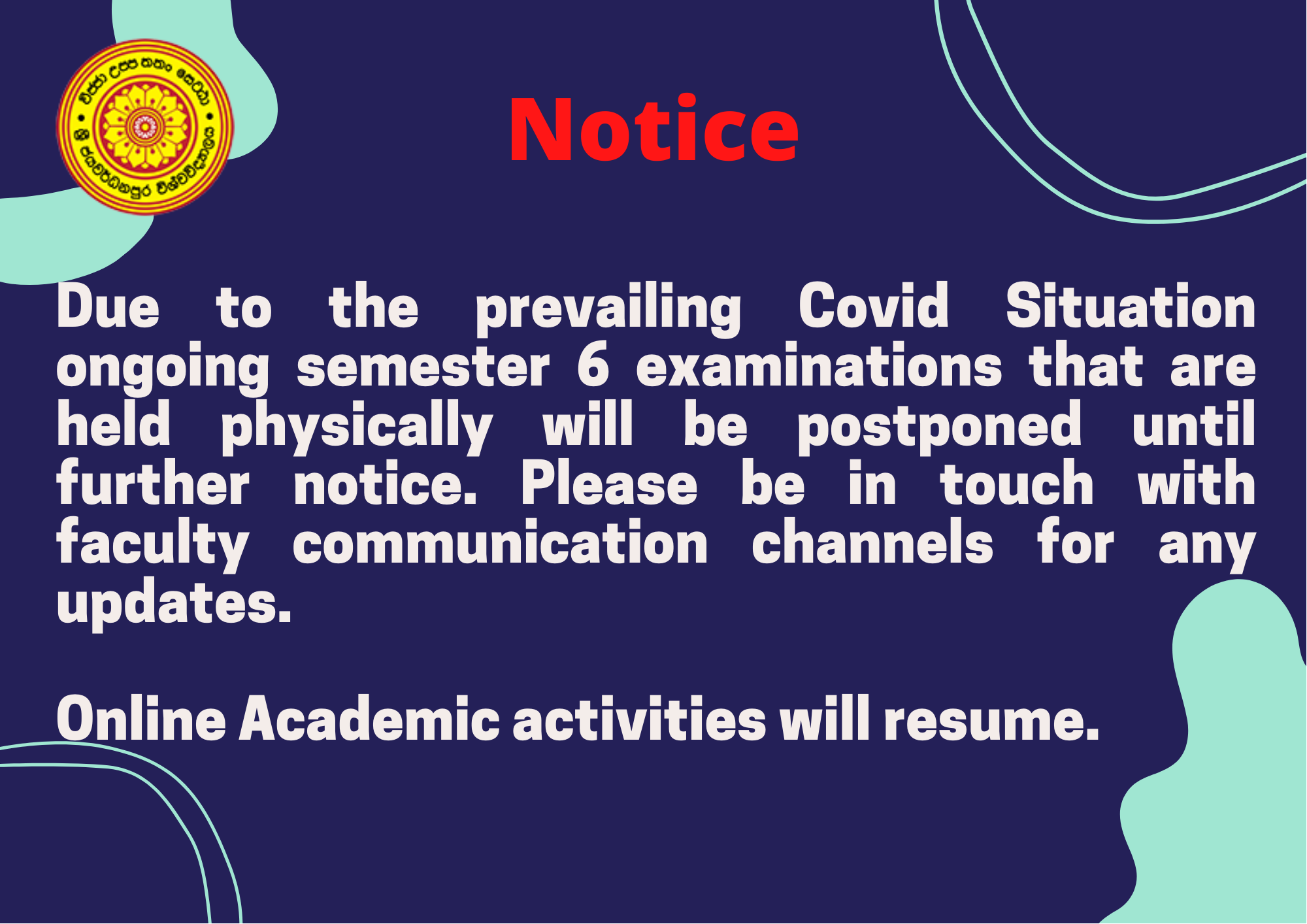 Notice – Faculty of Engineering, University of Sri Jayewardenepura