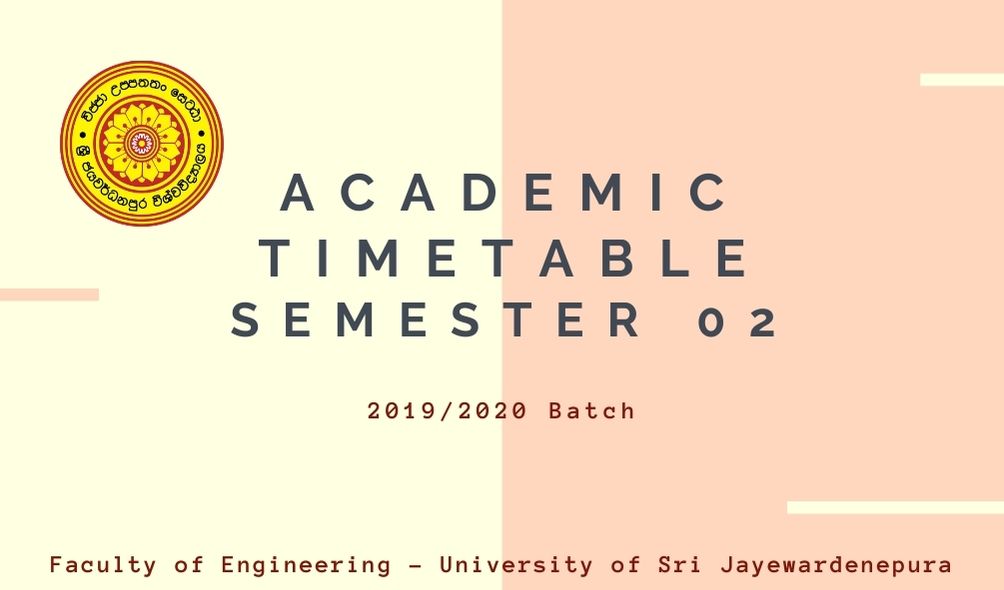 2019/2020 Batch – Academic Timetable (2nd Semester) – Faculty of ...