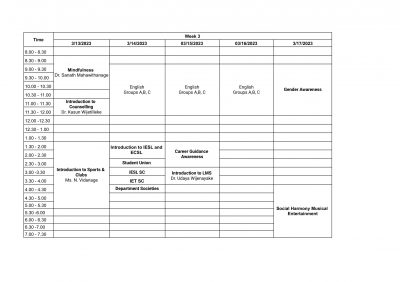 Program Lineup – Faculty of Engineering, University of Sri Jayewardenepura