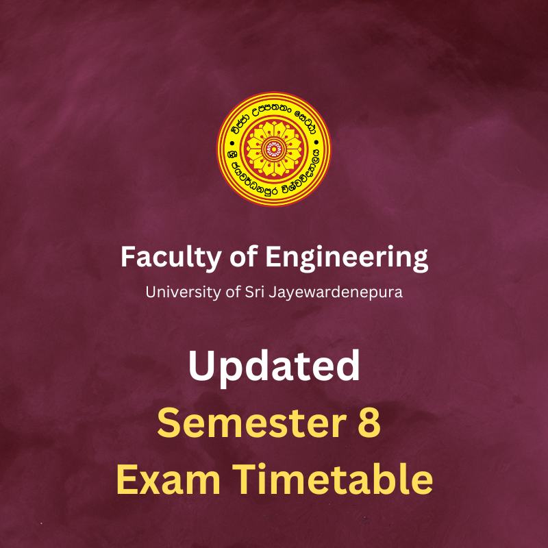 Updated End Semester Exam Timetable – Semester 8 – Faculty of ...